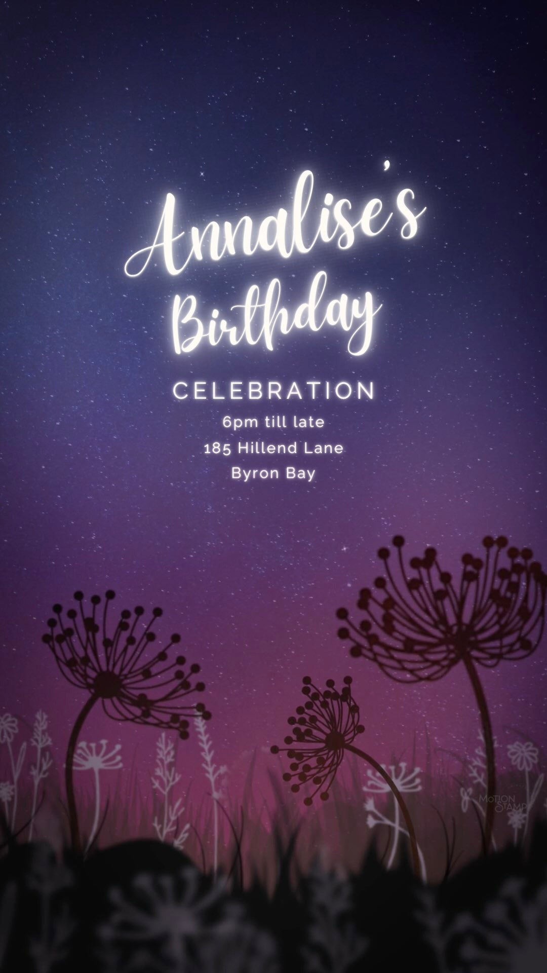 Fireflies | Canva Birthday Invitation Video – Motion Stamp